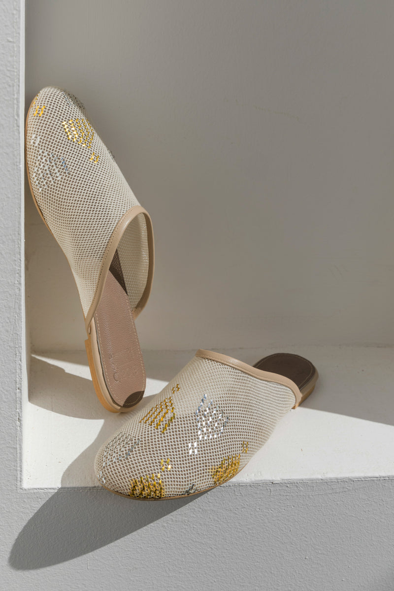 Round Tally Mules Beige – Pellame