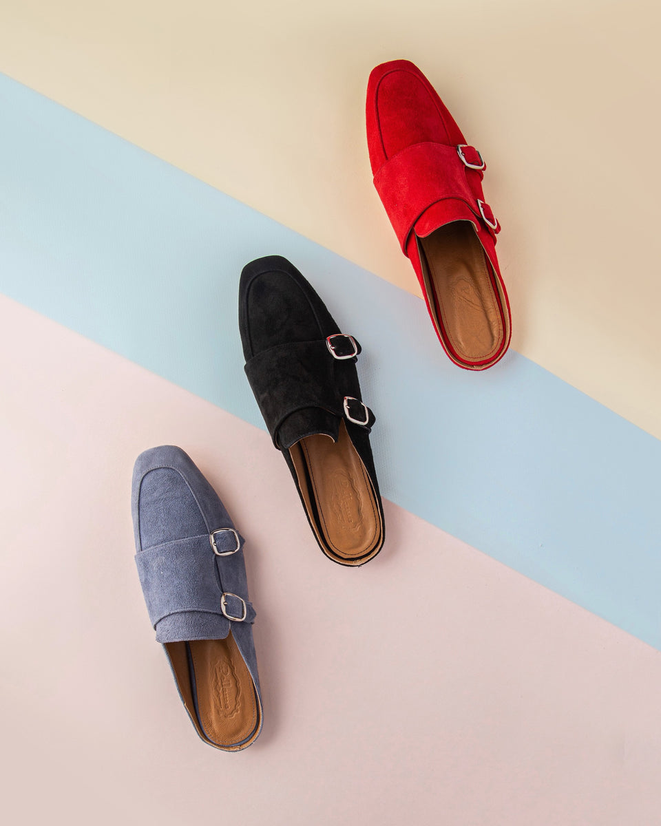 Square Mules Bluish Grey – Pellame